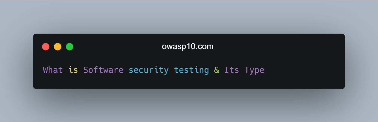 What is Software security testing & Its Type - OWASP10
